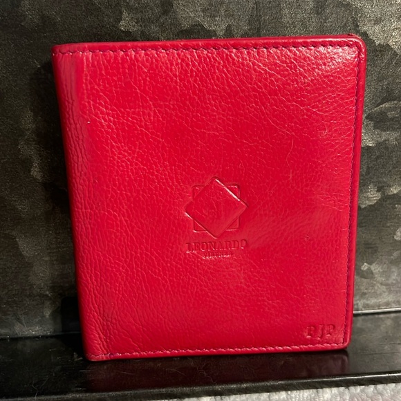 Leonardo | Bags | Leonardo Firenze Red Italian Genuine Leather Bifold ...